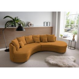 Ecksofa Home Affaire "Lazio modern und bequem, schmale Armlehnen, tolle Detailverarbeitung", gold, B:255cm H:94cm T:160cm, 93% Polyester, 7% Polyamid, Sofas, Ecksofa, zwei verschiedene Fu&szlig;farben w&auml;hlbar