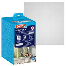 Tesa&reg; Klett-Fliegengitter INSECT STOP Premium, gegen Pollen und Insekten, zum Befestigen an Fensterrahmen, L 1200 x B 2400 mm, anthrazit-transparent
