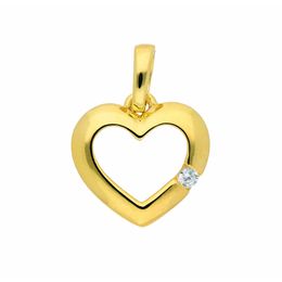 Adelia&acute;s Herzkette ADELIA&acute;S "Halskette - Herzkette mit Anh&auml;nger Herz mit Zirkonia aus 333", gold, Halsketten, Damen, Gelbgold 333 Gold, Gelbgold 333, Gold, Herzkette, Schmuckset mit bis 45 cm stufenlos verstellbarer 925 Silber Halskette