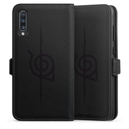 DeinDesign Galaxy A70 Handy Klapph&uuml;lle Handyh&uuml;lle aus Kunst Leder schwarz Flip Case Konoha Sasuke Naruto Shippuden Sideflip mit Lasche