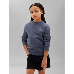 Sweatshirt Calvin Klein Jeans "SMALL CHEST LOGO REGULAR", M&auml;dchen, Gr. 10 (140), nightshadow blau, Sweatware, Obermaterial: 100% Baumwolle, unifarben, regular fit normal, Rundhals, eingesetzt Rippb&uuml;ndchen, Sweatshirts Sweatshirt, Regular fit, Logoschriftzug