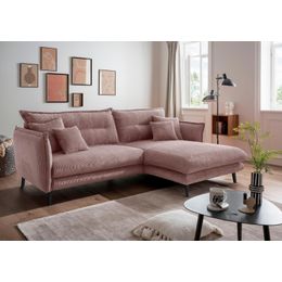Ecksofa Home Affaire "Lazio modern und bequem, schmale Armlehnen, tolle Detailverarbeitung", rosa, B:255cm H:94cm T:180cm, 93% Polyester, 7% Polyamid, Sofas, Ecksofa, zwei verschiedene Fu&szlig;farben w&auml;hlbar