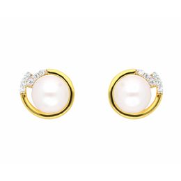 Adelia&acute;s Paar Ohrstecker ADELIA&acute;S "Perlen Ohrstecker Ohrringe 333 Gold ( 8K ) mit Zirkonia", silber, Ohrringe, Damen, Damen, Gold, Goldohrringe Perle