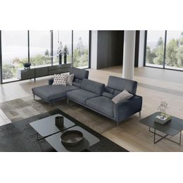 Ecksofa Egoitaliano "Masu, Design trifft sensationellen Sitzkomfort, Breite 277cm, L-Form", grau (charcoal), B:277cm H:95cm T:157cm, Sofas, Ecksofa, inkl. 2 Kissenrollen, R&uuml;ckenelemente manuell verstellbar, Metallf&uuml;&szlig;e