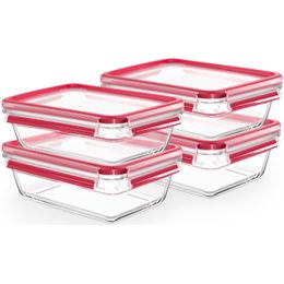 Frischhaltedose Emsa "Clip & Close Glas Set, rechteckig, 100 % dichte Aufbewahrungsboxen", rot, B:16,6cm H:7,9cm L:22,7cm, Glas, Lebensmittelaufbewahrungsbeh&auml;lter, Frischhaltedose, sp&uuml;lmaschinen-, gefrier-, backofen-, mikrowellenfest