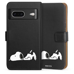 DeinDesign Google Pixel 7 Handy Klapph&uuml;lle Handyh&uuml;lle aus Kunst Leder schwarz Flip Case Official Licensed Product Snoopy Peanuts Sideflip mit langer Lasche