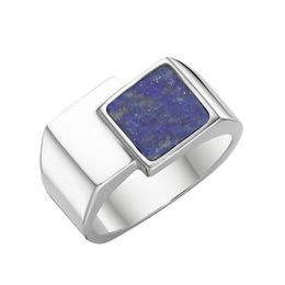 Silberring "Siegelring mit blauer Lapis-Einlage, Silber 925" Gr. 66, blau, Giorgio Martello MILANO, Fingerringe, Herren, 66, Silber 925 (Sterlingsilber), Silberring
