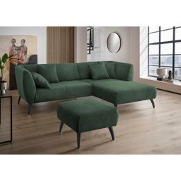 Ecksofa Home Affaire "Lazio modern und bequem, schmale Armlehnen, tolle Detailverarbeitung", gr&uuml;n (moos), B:255cm H:94cm T:160cm, 93% Polyester, 7% Polyamid, Sofas, Ecksofa, zwei verschiedene Fu&szlig;farben w&auml;hlbar