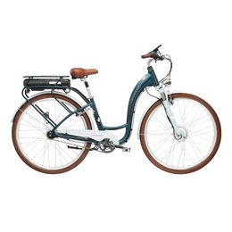 E-Bike KROSS "KROSS E-Citybike Lille 2.0 10,8Ah/450Wh 28 Zoll 7 G&auml;nge" Gr. 43, t&uuml;rkis, wei&szlig;, Elektrofahrr&auml;der, Damen, 43cm, 28 Zoll (71,12cm)