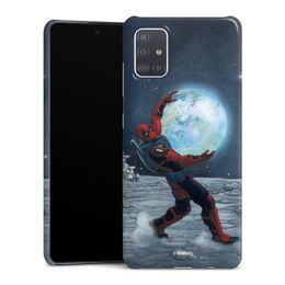 DeinDesign Galaxy A51 Handy Premium Case Smartphone Handyh&uuml;lle Schutzh&uuml;lle gl&auml;nzend Moon Marvel Deadpool Premium Case