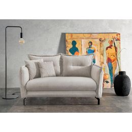 Ecksofa Home Affaire "Lazio modern und bequem, schmale Armlehnen, tolle Detailverarbeitung", beige (silber), B:255cm H:94cm T:110cm, 93% Polyester, 7% Polyamid, Sofas, Ecksofa, zwei verschiedene Fu&szlig;farben w&auml;hlbar