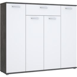 Kommode FORTE "Kombikommode, Stauraum, Einlegeb&ouml;den verstellbar", betonoptik dunkelgrau, wei&szlig;, B:139,3cm H:120,7cm T:34,1cm, Holzwerkstoff, Sideboards, Kommode, B/H/T ca.140/120/34 cm, viel Stauraum, PEFC zertifiziert
