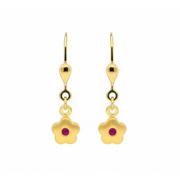 Adelia&acute;s Paar Ohrh&auml;nger ADELIA&acute;S, rot, Ohrringe, Damen, Damen, Gelbgold 333 Gold, Gelbgold 333, Gold, mit synthetischer Rubin Goldschmuck f&uuml;r Damen