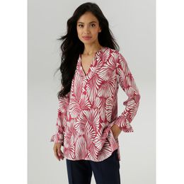 Aniston Longbluse in Fuchsia/ Wei&szlig; - 62% | Gr&ouml;&szlig;e 42 | Damen-blusen