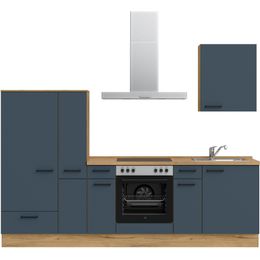 K&uuml;chenzeile Nobilia "Easytouch I", NEU: individuell anpassbar mit gratis Profi-Beratung", blau (k&uuml;che: blau, korpus: eiche sierra nachbildung, arbeitsplatte: eiche sierra nachbildung), B:270,3cm H:216,6cm T:60cm, Komplettk&uuml;chen-Sets, K&uuml;chenzeile, vormontiert, Breite 270 cm, Ausrichtung w&auml;hlbar, wahlw. mit E-Ger&auml;ten