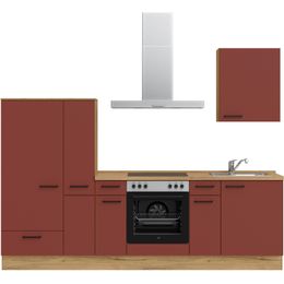 K&uuml;chenzeile Nobilia "Easytouch I", NEU: individuell anpassbar mit gratis Profi-Beratung", rot (k&uuml;che: rot, korpus: eiche sierra nachbildung, arbeitsplatte: eiche sierra nachbildung), B:270,3cm H:216,6cm T:60cm, Komplettk&uuml;chen-Sets, K&uuml;chenzeile, vormontiert, Breite 270 cm, Ausrichtung w&auml;hlbar, wahlw. mit E-Ger&auml;ten