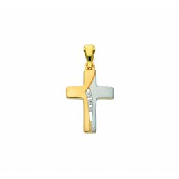 Adelia&acute;s Kreuzkette ADELIA&acute;S "Halskette - Kreuzkette mit Kreuz Anh&auml;nger mit Zirkonia aus 585", gold, Halsketten, Damen, Gelbgold 585 Gold, Gelbgold 585, Gold, Kreuzkette, Schmuckset mit bis 45 cm stufenlos verstellbarer 925 Silber Halskette
