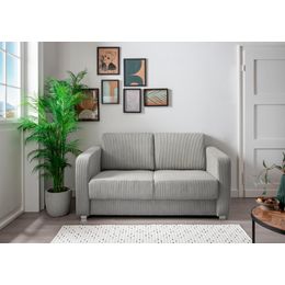 Ecksofa Home Affaire "Lazio modern und bequem, schmale Armlehnen, tolle Detailverarbeitung", silber, B:255cm H:94cm T:87cm, 93% Polyester, 7% Polyamid, Sofas, Ecksofa, zwei verschiedene Fu&szlig;farben w&auml;hlbar
