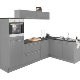 Winkelk&uuml;che Optifit "Bern", grau (k&uuml;che: grau, front: basaltgrau, korpus: basaltgrau, arbeitsplatte: anthrazit), B:265cm T:60cm, Komplettk&uuml;chen-Sets, Stellbreite 265x175 cm, wahlweise mit E-Ger&auml;ten