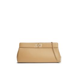 Clutch Tommy Hilfiger "TH MODERN CLUTCH", Damen, Gr. B/H/T: 30cm x 14cm x 8cm, beige, Lederimitat, Taschen, Damen Umh&auml;ngetasche, Handtasche mit goldfarberem Umh&auml;ngeriemen