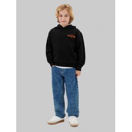 Kapuzensweatshirt Calvin Klein Jeans "CALVIN SMALL CHEST PRINT HOODIE", M&auml;dchen, Gr. 10 (140), pvh schwarz, Sweatware, Obermaterial: 100% Baumwolle, unifarben, regular fit normal, Rundhals, eingesetzt Rippb&uuml;ndchen, Sweatshirts, Regular fit mit Kapuze