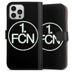DeinDesign iPhone 13 Pro Max Handy Klapph&uuml;lle Handyh&uuml;lle aus Kunst Leder schwarz Flip Case 1. Fc N&uuml;rnberg Logo 1. Fcn Sideflip mit langer Lasche