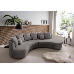 Ecksofa Home Affaire "Lazio modern und bequem, schmale Armlehnen, tolle Detailverarbeitung", grau, B:255cm H:94cm T:160cm, 93% Polyester, 7% Polyamid, Sofas, Ecksofa, zwei verschiedene Fu&szlig;farben w&auml;hlbar