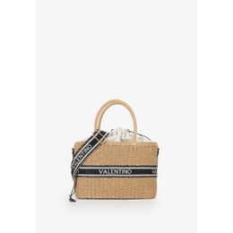 Valentino Handbags Shopper VALENTINO BAGS "BOHO", Damen, Gr. B/H/T: 34cm x 23cm x 13cm, beige (naturale, nero), Jute, Taschen Shopper, Damen Umh&auml;ngetasche, Korb, Schultertasche mit Logoschriftzug
