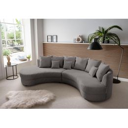 Ecksofa Home Affaire "Lazio modern und bequem, schmale Armlehnen, tolle Detailverarbeitung", grau, B:255cm H:94cm T:160cm, 93% Polyester, 7% Polyamid, Sofas, Ecksofa, zwei verschiedene Fu&szlig;farben w&auml;hlbar