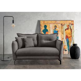 Ecksofa Home Affaire "Lazio modern und bequem, schmale Armlehnen, tolle Detailverarbeitung", grau, B:255cm H:94cm T:110cm, 93% Polyester, 7% Polyamid, Sofas, Ecksofa, zwei verschiedene Fu&szlig;farben w&auml;hlbar