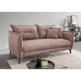 Ecksofa Home Affaire "Lazio modern und bequem, schmale Armlehnen, tolle Detailverarbeitung", rosa, B:255cm H:94cm T:110cm, 93% Polyester, 7% Polyamid, Sofas, Ecksofa, zwei verschiedene Fu&szlig;farben w&auml;hlbar