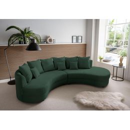 Ecksofa Home Affaire "Lazio modern und bequem, schmale Armlehnen, tolle Detailverarbeitung", gr&uuml;n (moosgr&uuml;n), B:255cm H:94cm T:160cm, 93% Polyester, 7% Polyamid, Sofas, Ecksofa, zwei verschiedene Fu&szlig;farben w&auml;hlbar