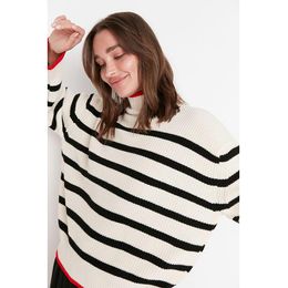 Trendyol Pullover in Creme/ Schwarz - 57% | Gr&ouml;&szlig;e M | Damen-pullover-cardigans