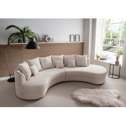 Ecksofa Home Affaire "Lazio modern und bequem, schmale Armlehnen, tolle Detailverarbeitung", beige, B:255cm H:94cm T:160cm, 93% Polyester, 7% Polyamid, Sofas, Ecksofa, zwei verschiedene Fu&szlig;farben w&auml;hlbar