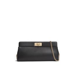 Clutch Tommy Hilfiger "TH MODERN CLUTCH", Damen, Gr. B/H/T: 30cm x 14cm x 8cm, schwarz, Lederimitat, Taschen, Damen Umh&auml;ngetasche, Handtasche mit goldfarberem Umh&auml;ngeriemen