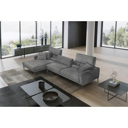Ecksofa Egoitaliano "Masu, Design trifft sensationellen Sitzkomfort, Breite 277cm, L-Form", grau (smoke), B:277cm H:95cm T:157cm, Luxus-Micofaser Lederoptik (100% Polyester) ist ein neues technisches Gewebe mit einem visuellen und taktilen Aspekt, der dem Nubuk sehr nahe kommt, mit innovativen Eigenschaften. Seine au&szlig;erordentliche Weichheit kommt von einem exklusiven Produktionsprozess, der Unrein