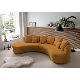 Ecksofa Home Affaire "Lazio modern und bequem, schmale Armlehnen, tolle Detailverarbeitung", gold, B:255cm H:94cm T:160cm, 93% Polyester, 7% Polyamid, Sofas, Ecksofa, zwei verschiedene Fu&szlig;farben w&auml;hlbar