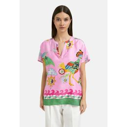 Blusentop Milano Italy, Damen, Gr. 38, orchid, Web, Material: 100% Viskose, bedruckt, regular fit normal, Rundhals, weit offene Kante, Blusen Blusentop, mit &uuml;berschnittener Schulter