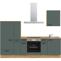 K&uuml;chenzeile Nobilia "Easytouch I", NEU: individuell anpassbar mit gratis Profi-Beratung", gr&uuml;n (k&uuml;che: gr&uuml;n, korpus: eiche sierra nachbildung, arbeitsplatte: eiche sierra nachbildung), B:270,3cm H:216,6cm T:60cm, Komplettk&uuml;chen-Sets, K&uuml;chenzeile, vormontiert, Breite 270 cm, Ausrichtung w&auml;hlbar, wahlw. mit E-Ger&auml;ten