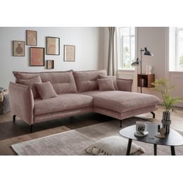 Ecksofa Home Affaire "Lazio modern und bequem, schmale Armlehnen, tolle Detailverarbeitung", rosa, B:255cm H:94cm T:180cm, 93% Polyester, 7% Polyamid, Sofas, Ecksofa, zwei verschiedene Fu&szlig;farben w&auml;hlbar