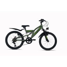 Kinderfahrrad WYLD "WYLD Kinder-Mountainbike Fully ATB 20" Zodiac 6 G&auml;nge" Gr. 31, gr&uuml;n, schwarz, Fahrr&auml;der, Kinder, 31cm, 20 Zoll (50,80cm) hinten: 20 Zoll (50,80cm)