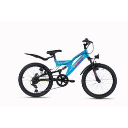 Kinderfahrrad WYLD "WYLD Kinder-Mountainbike Fully ATB 20" Zodiac 6 G&auml;nge" Gr. 31, blau, schwarz, Fahrr&auml;der, Kinder, 31cm, 20 Zoll (50,80cm) hinten: 20 Zoll (50,80cm)
