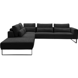 Ecksofa Musterring "JustB PM100", schwarz, B:308cm H:88cm T:200cm, 85% Polyester, 15% Viskose, Sofas, Ecksofa, wahlweise mit Funktion und Kissen, mit Metallkufe, Ma&szlig;e 200 x 308 cm