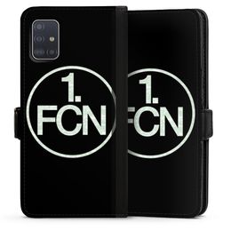 DeinDesign Galaxy A51 Handy Klapph&uuml;lle Handyh&uuml;lle aus Kunst Leder schwarz Flip Case 1. Fc N&uuml;rnberg Logo 1. Fcn Sideflip mit Lasche