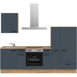 K&uuml;chenzeile Nobilia "Easytouch I", NEU: individuell anpassbar mit gratis Profi-Beratung", blau (k&uuml;che: blau, korpus: eiche sierra nachbildung, arbeitsplatte: eiche sierra nachbildung), B:270,3cm H:216,6cm T:60cm, Komplettk&uuml;chen-Sets, K&uuml;chenzeile, vormontiert, Breite 270 cm, Ausrichtung w&auml;hlbar, wahlw. mit E-Ger&auml;ten