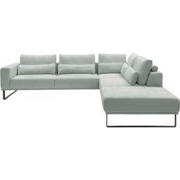 Ecksofa Musterring "JustB PM100", light, blau, B:308cm H:88cm T:200cm, 85% Polyester, 15% Viskose, Sofas, Ecksofa, wahlweise mit Funktion und Kissen, mit Metallkufe, Ma&szlig;e 200 x 308 cm