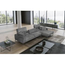 Ecksofa Egoitaliano "Masu, Design trifft sensationellen Sitzkomfort, Breite 277cm, L-Form", grau (smoke), B:277cm H:95cm T:157cm, Luxus-Micofaser Lederoptik (100% Polyester) ist ein neues technisches Gewebe mit einem visuellen und taktilen Aspekt, der dem Nubuk sehr nahe kommt, mit innovativen Eigenschaften. Seine au&szlig;erordentliche Weichheit kommt von einem exklusiven Produktionsprozess, der Unrein
