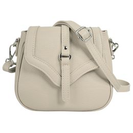 Umh&auml;ngetasche CLUTY, Damen, Gr. B/H/T: 19cm x 17cm x 7cm onesize, beige, Leder, leicht gl&auml;nzend, unifarben, Taschen Umh&auml;ngetasche, echt Leder, Made in Italy