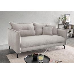 Ecksofa Home Affaire "Lazio modern und bequem, schmale Armlehnen, tolle Detailverarbeitung", silber, B:255cm H:94cm T:110cm, 93% Polyester, 7% Polyamid, Sofas, Ecksofa, zwei verschiedene Fu&szlig;farben w&auml;hlbar