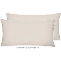 Kissenh&uuml;llen Tom Tailor HOME "FINE STRIPES", beige (sunny sand, sanftes wei&szlig;), B:40cm H:0,5cm L:80cm, Satin, Obermaterial: 100% Baumwolle, Kissenbez&uuml;ge, new bedroom, gewebtes Label